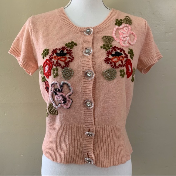 Nick & Mo | Sweaters | Nick Mo Lambswool Art To Wear Peach Sweater ...